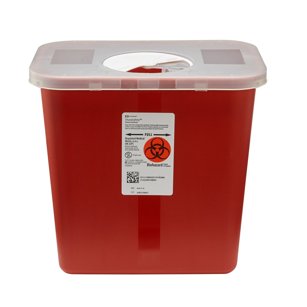 SharpSafety™ Rotor Opening Lid Red Sharps Container | 2 gl | My Website